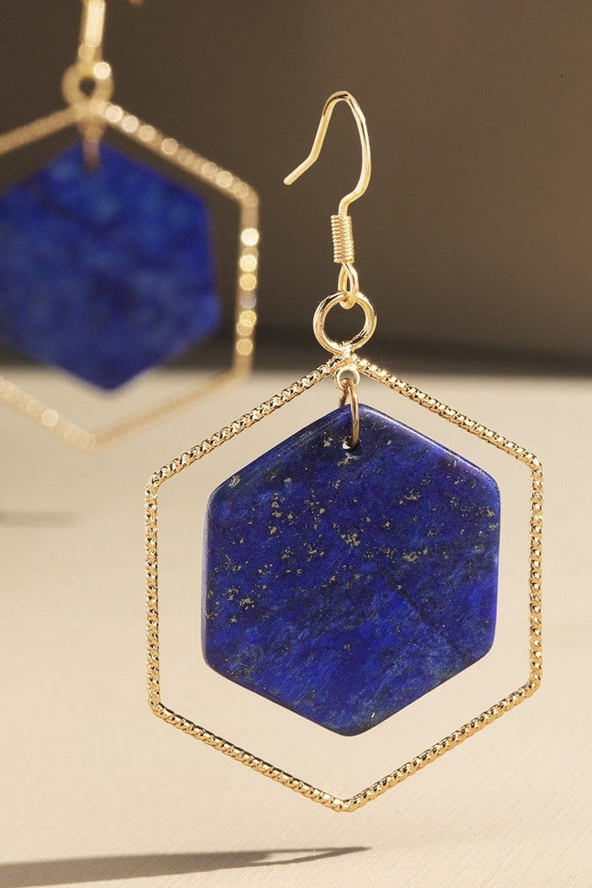 Gold Cased Hexagon Dangle Earrings (5 colors) – Stacked - A Plus Size ...