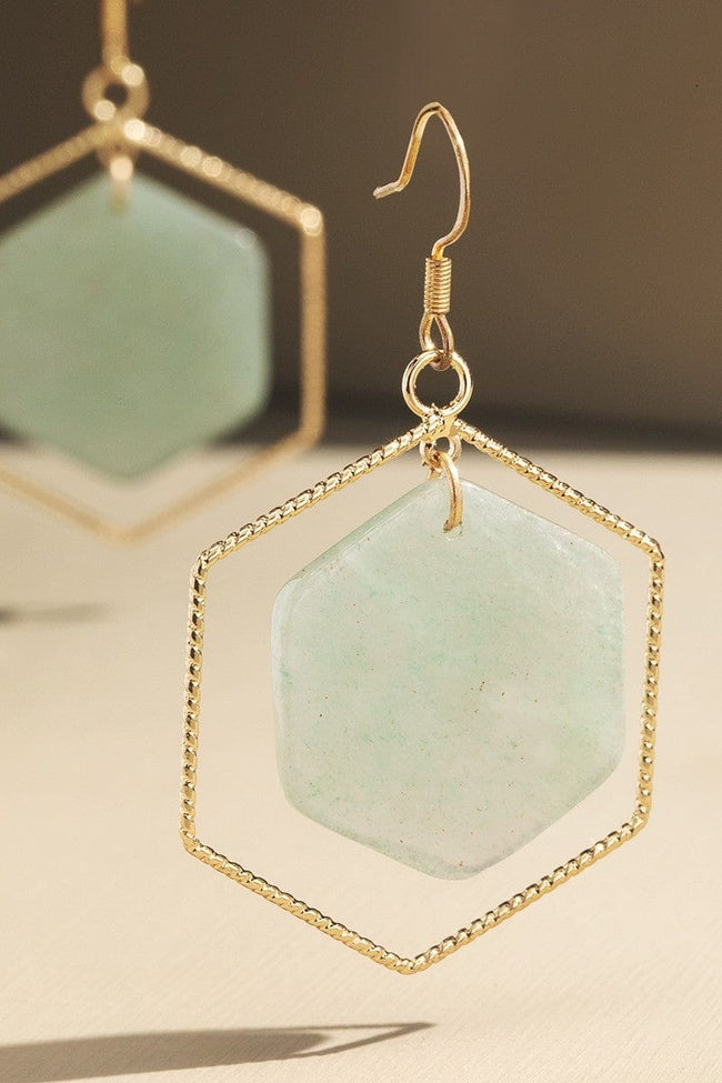 Gold Cased Hexagon Dangle Earrings (5 colors) – Stacked - A Plus Size ...