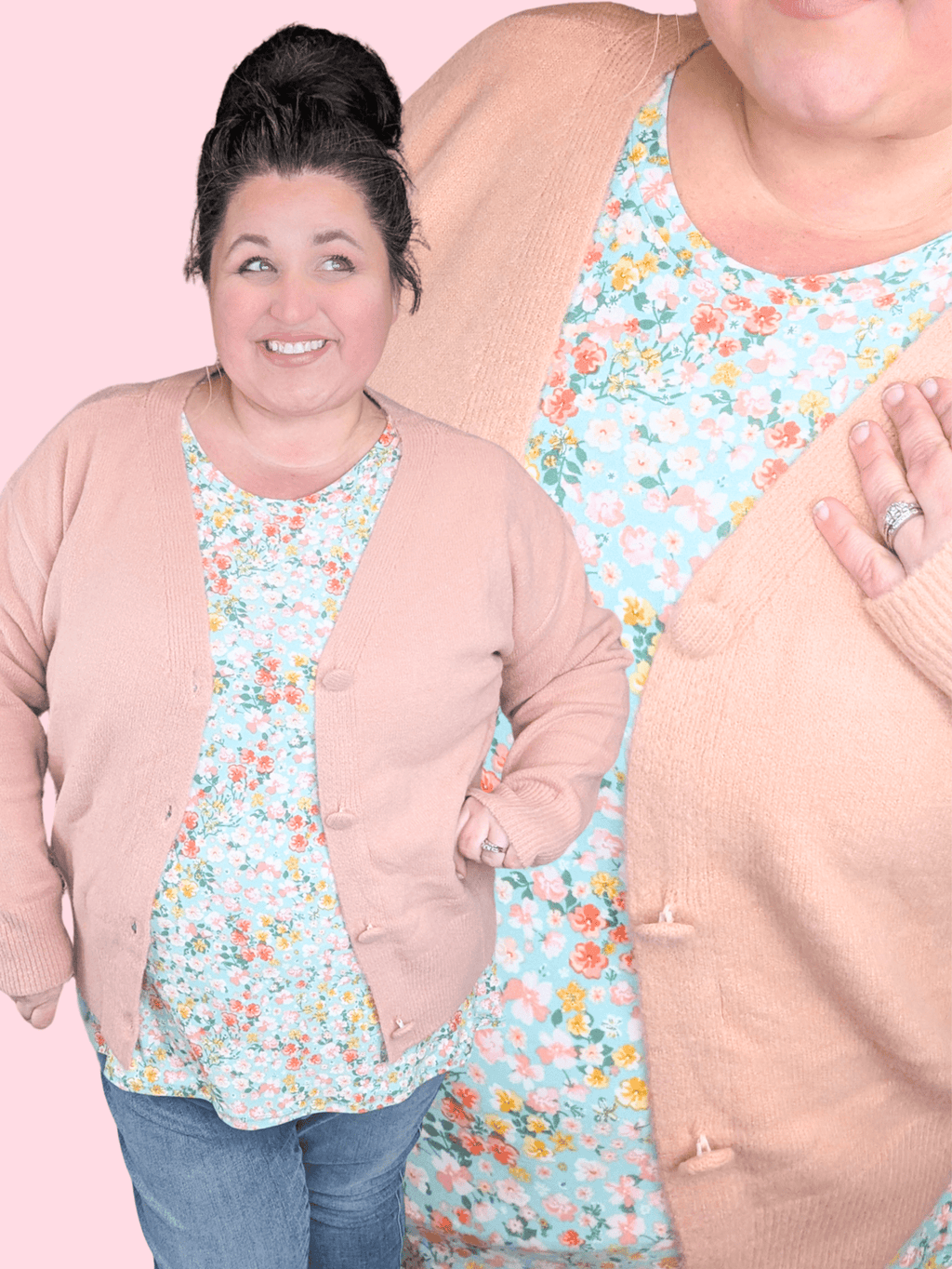SALE- Benson Fuzzy Button Cozy Cardi in Warm Blush – Stacked - A Plus ...