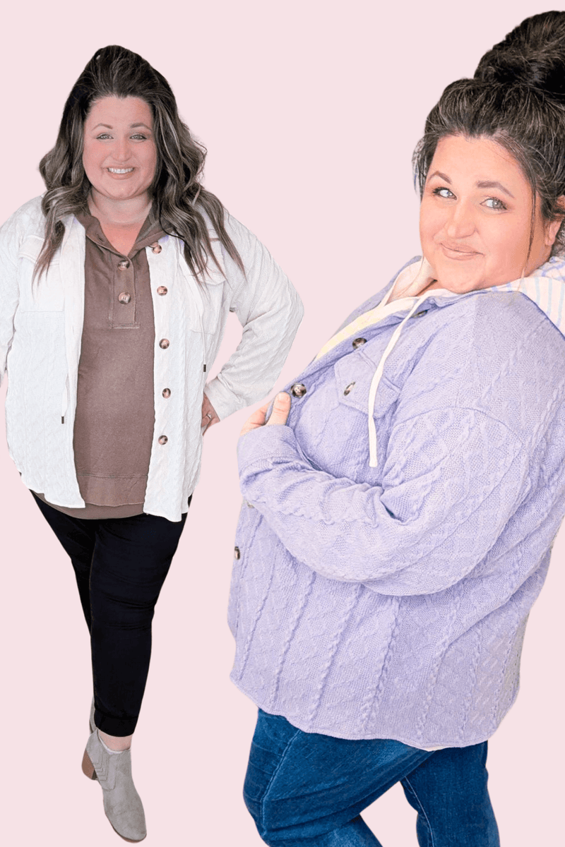 Emaline Premium Lightweight Cable Knit Shacket (5 colors) – Stacked - A ...