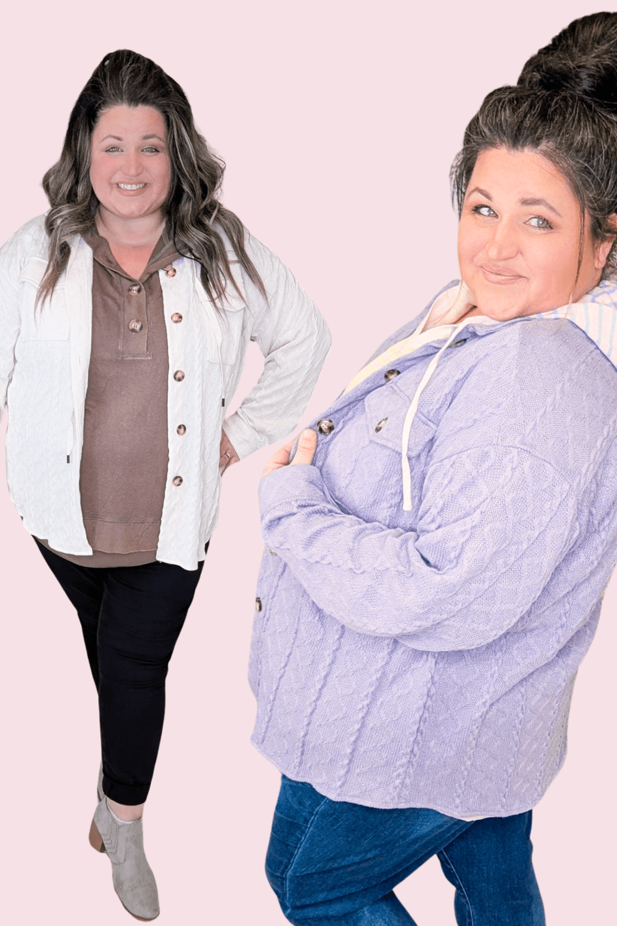 Emaline Premium Lightweight Cable Knit Shacket (5 colors) – Stacked - A ...